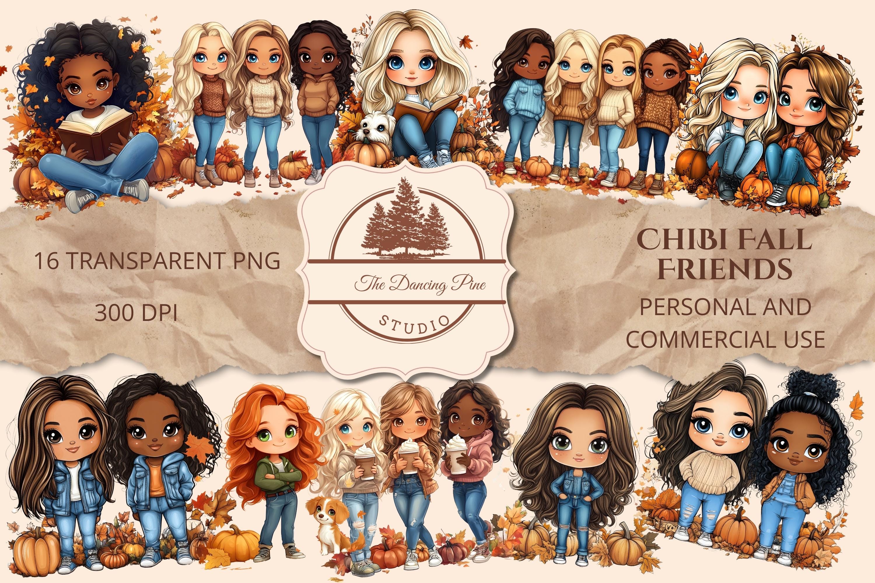 Chibi Girl | Fall Clipart | Best Friends | Winter Girl Clipart | Autumn ...