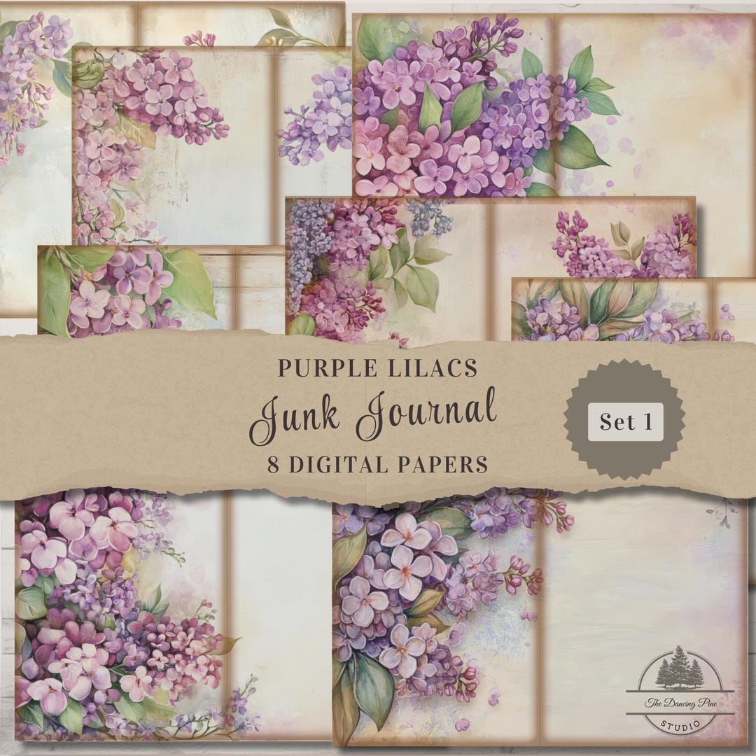 Purple Lilac Junk Journal Pages: Vintage Floral Ephemera (digital ...