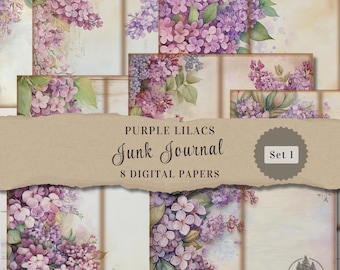 Purple Lilac Junk Journal Pages: Vintage Floral Ephemera (digital ...