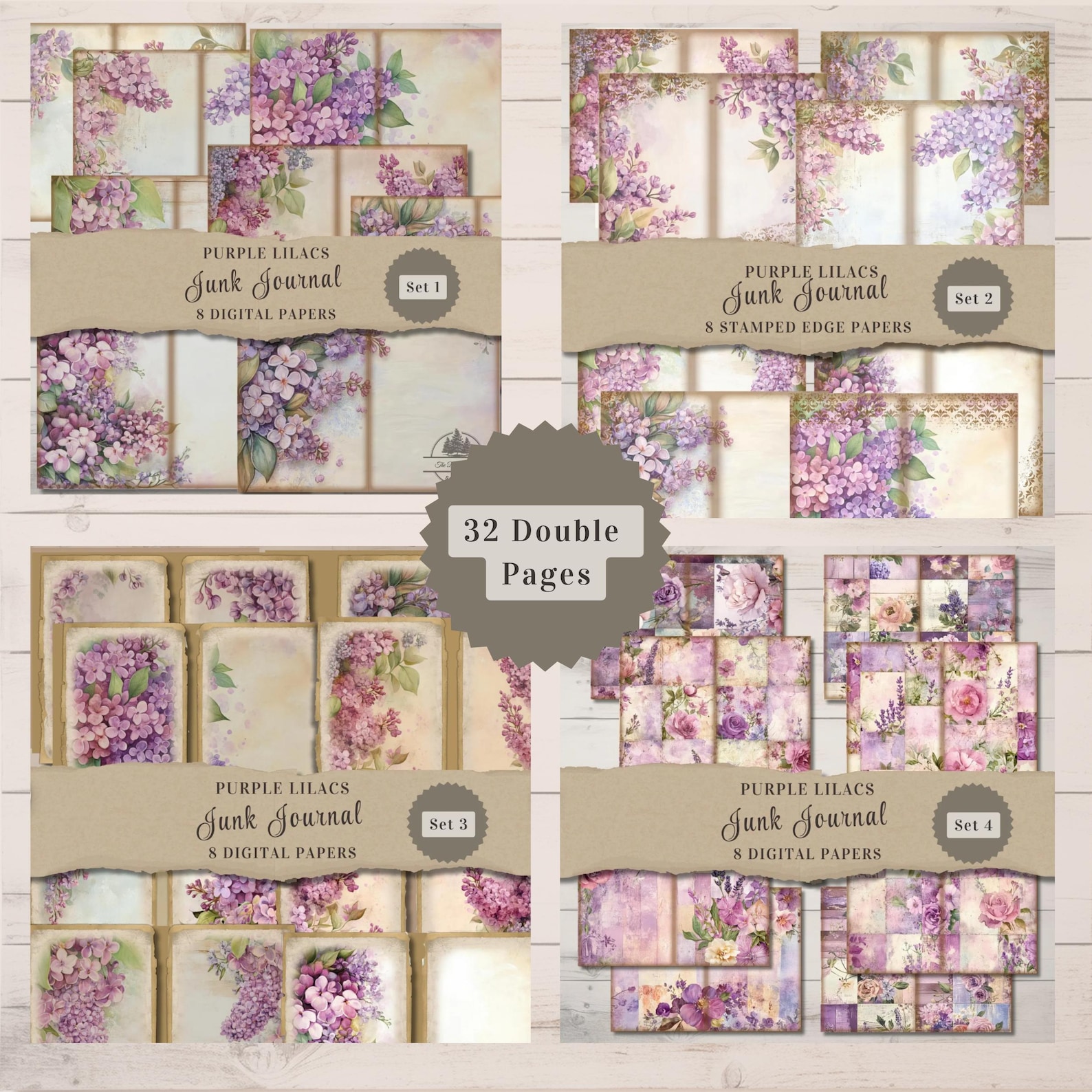 Purple Lilac Junk Journal Mega Kit, Rustic Lilac Vintage Ephemera ...