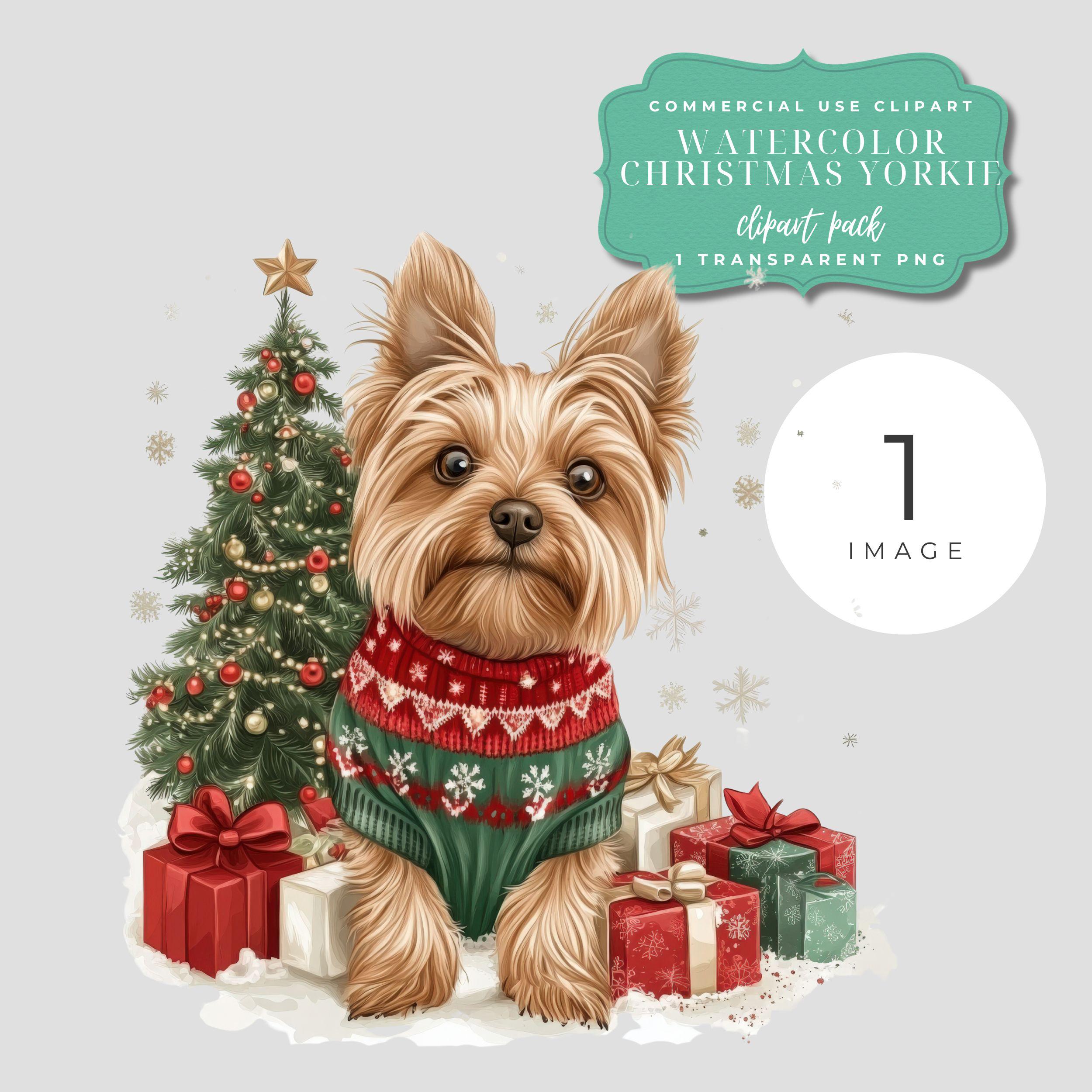 Christmas Yorkshire Terrier Clipart, Sublimation, Scrapbook, Yorkie Png ...
