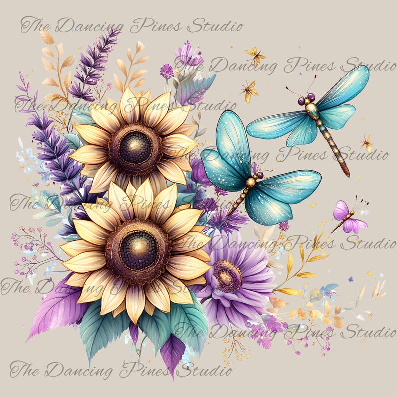 Digital Download | Sunflowers | Bouquet | Wildflowers Floral Clipart ...