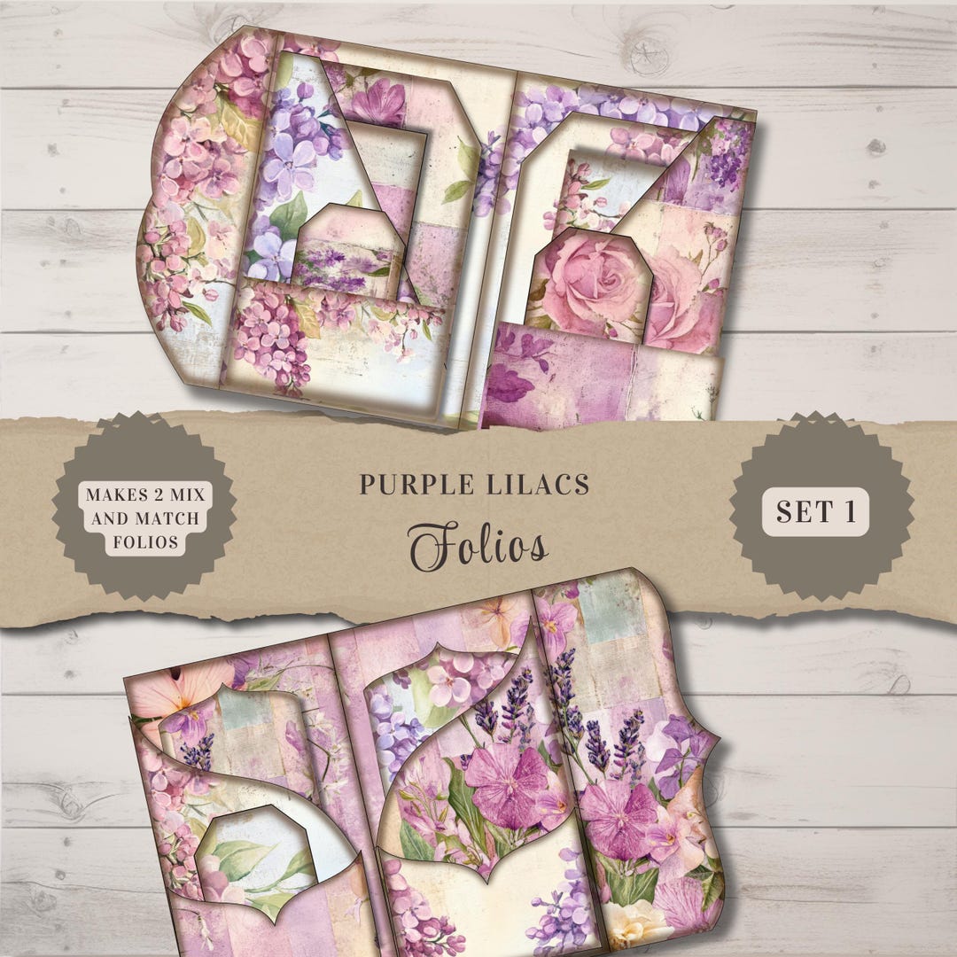 Lilac Junk Journal Folio Kit, Floral Garden Paper, Paper Craft ...