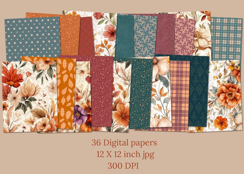 Autumn Digital Paper, Thanksgiving Paper, Fall Digital Paper, Fall ...