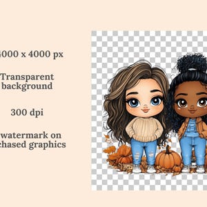 Chibi Girl | Fall Clipart | Best Friends | Winter Girl Clipart | Autumn ...