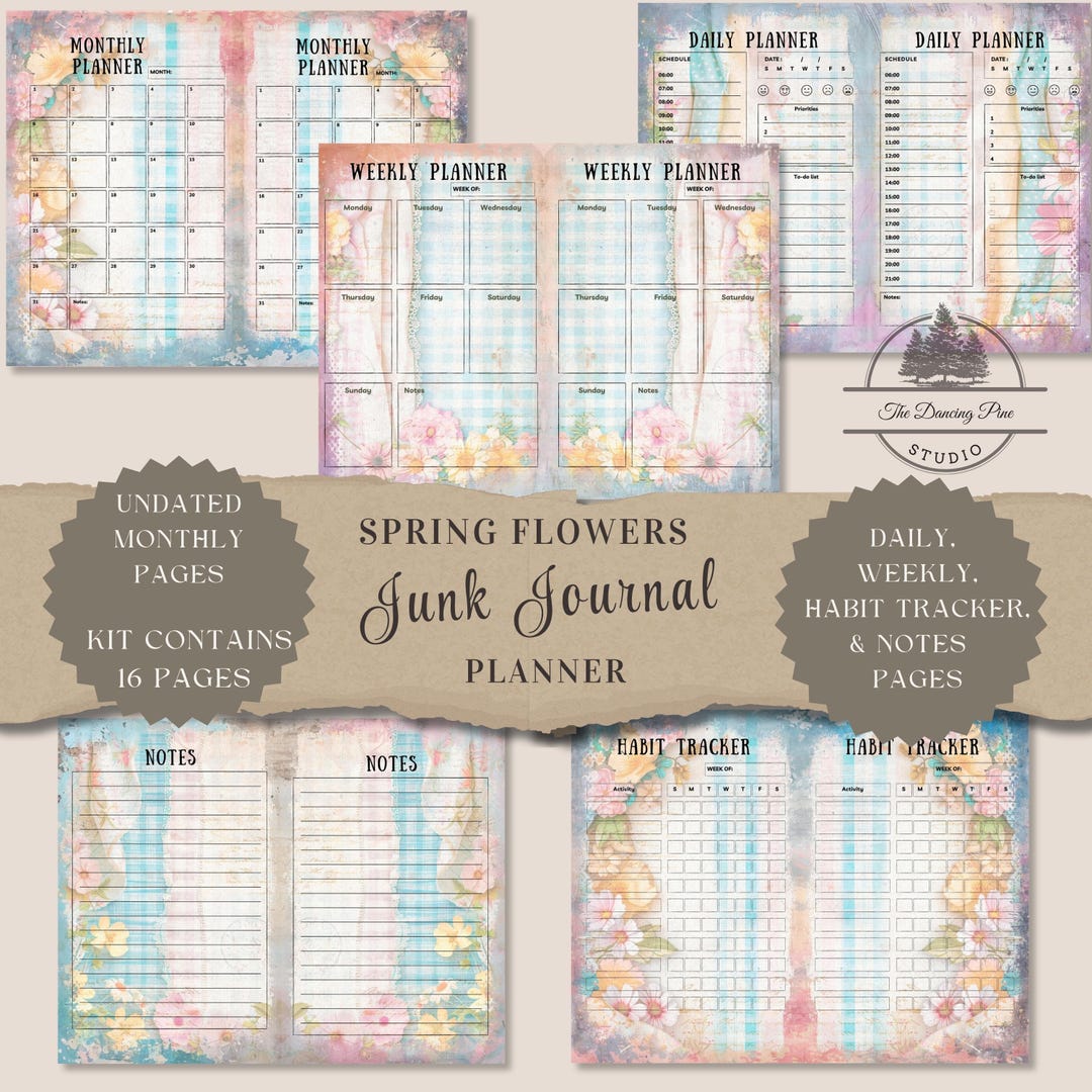 Spring Floral Planner | Printable US Letter Size Monthly, Weekly ...