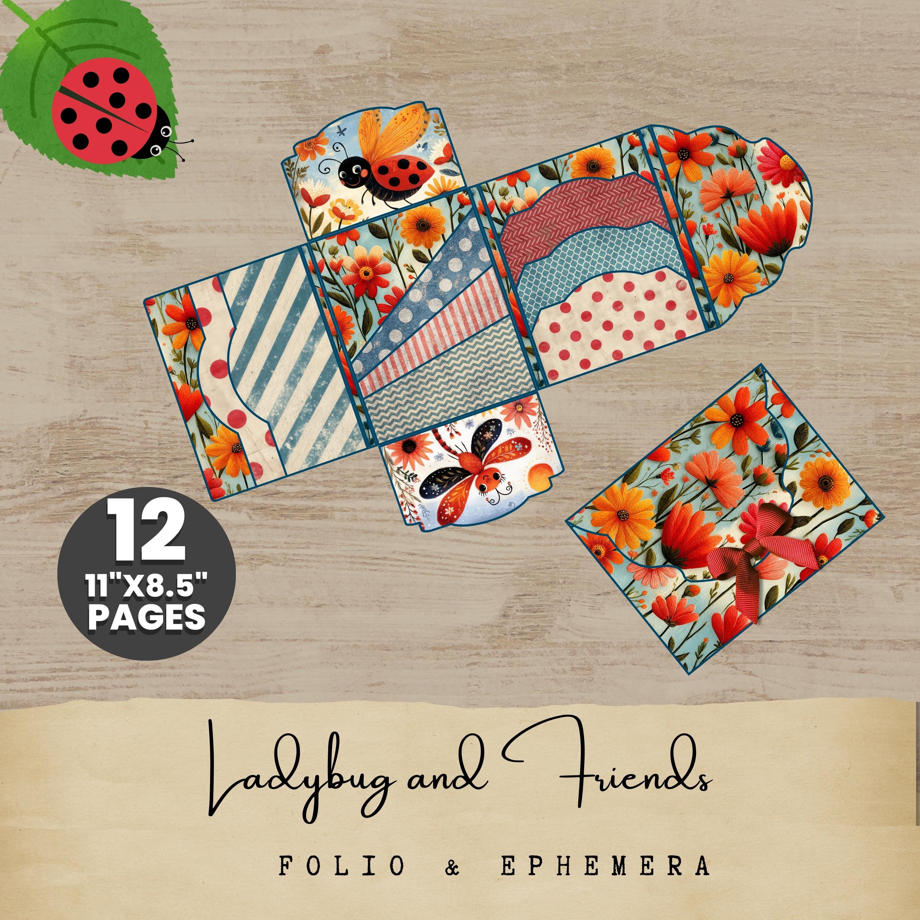 Ladybug Junk Journal Kit: Printable Folio, Pockets, Ephemera (digital ...
