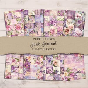 Printable Purple Lilac Patchwork Digital Paper, 11 X 8.5 Collage Sheet, Purple Flower Quilt ...
