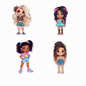 Summer Chibi Girl Clipart | Cute Summer Pngs for Junk Journals and ...