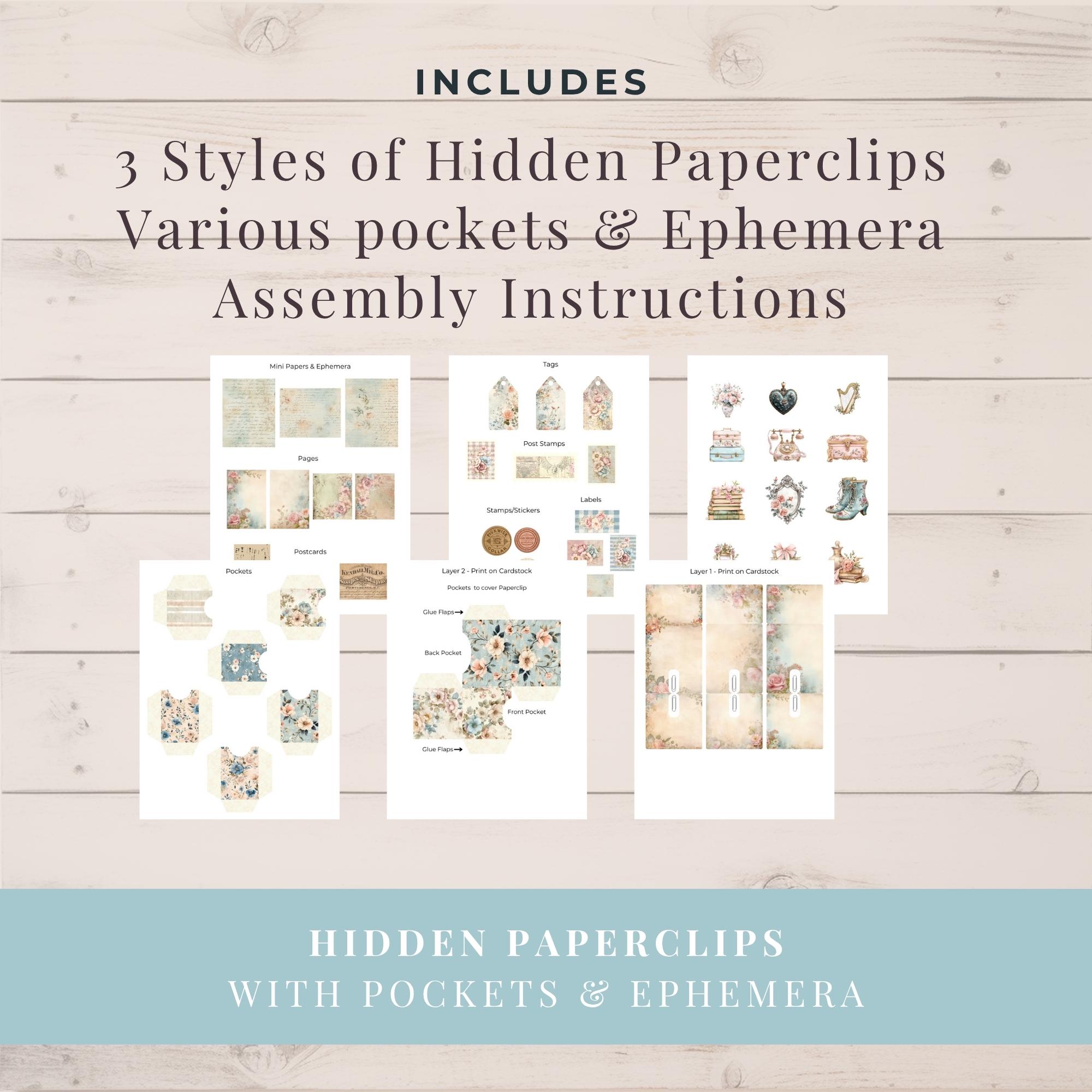 Floral Hidden Paperclip Set of 3: Includes Ephemera, Tags, Fussy Cuts ...