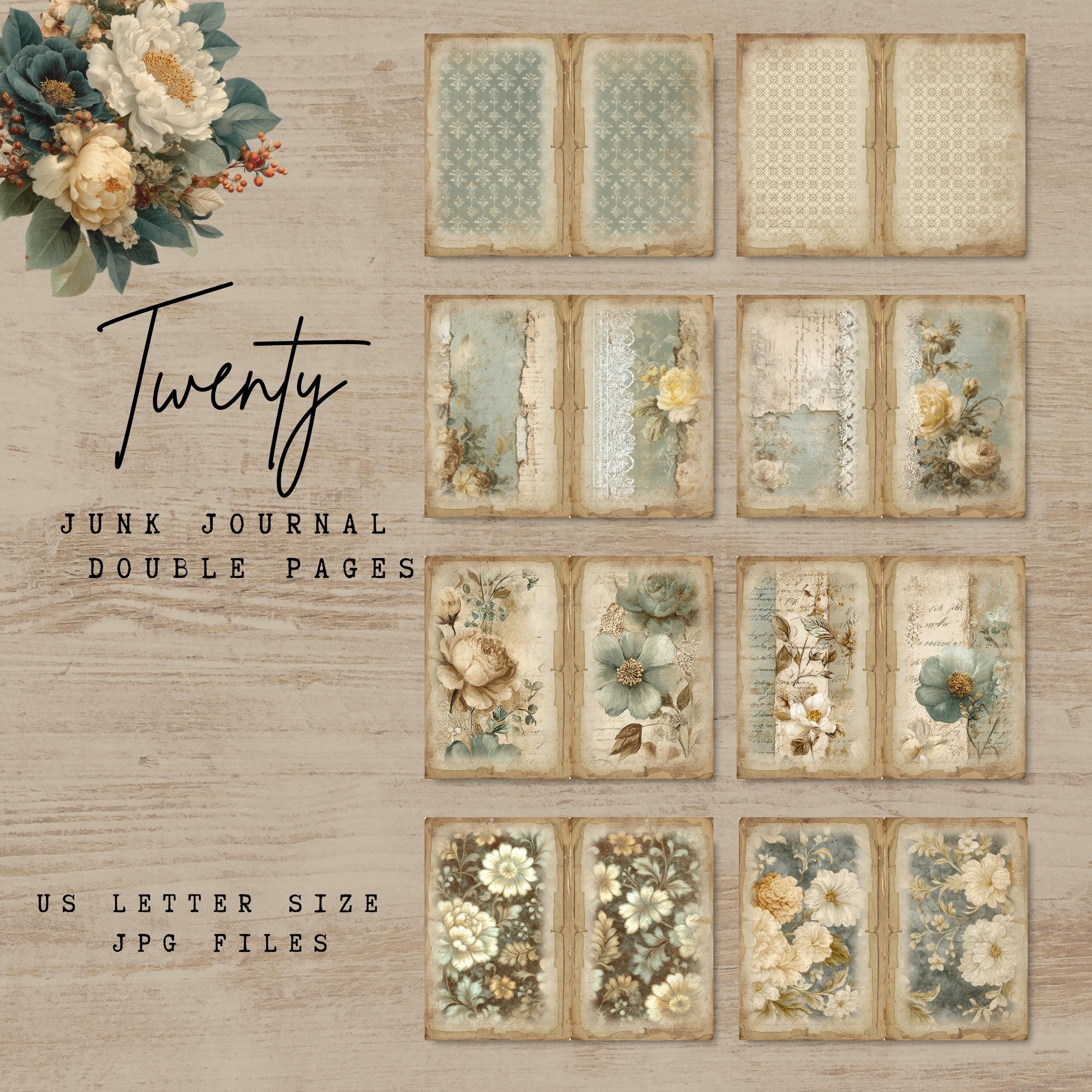 Vintage Journal Pages: Tuscan Relics Floral Collage (printable Blue ...