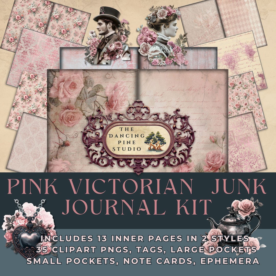 Victorian Pink Junk Journal Kit Printable Digital Art Instant Download ...