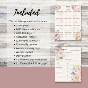 Elegant 2025 Floral Printable Planner | Monthly, Weekly, Daily Pages ...
