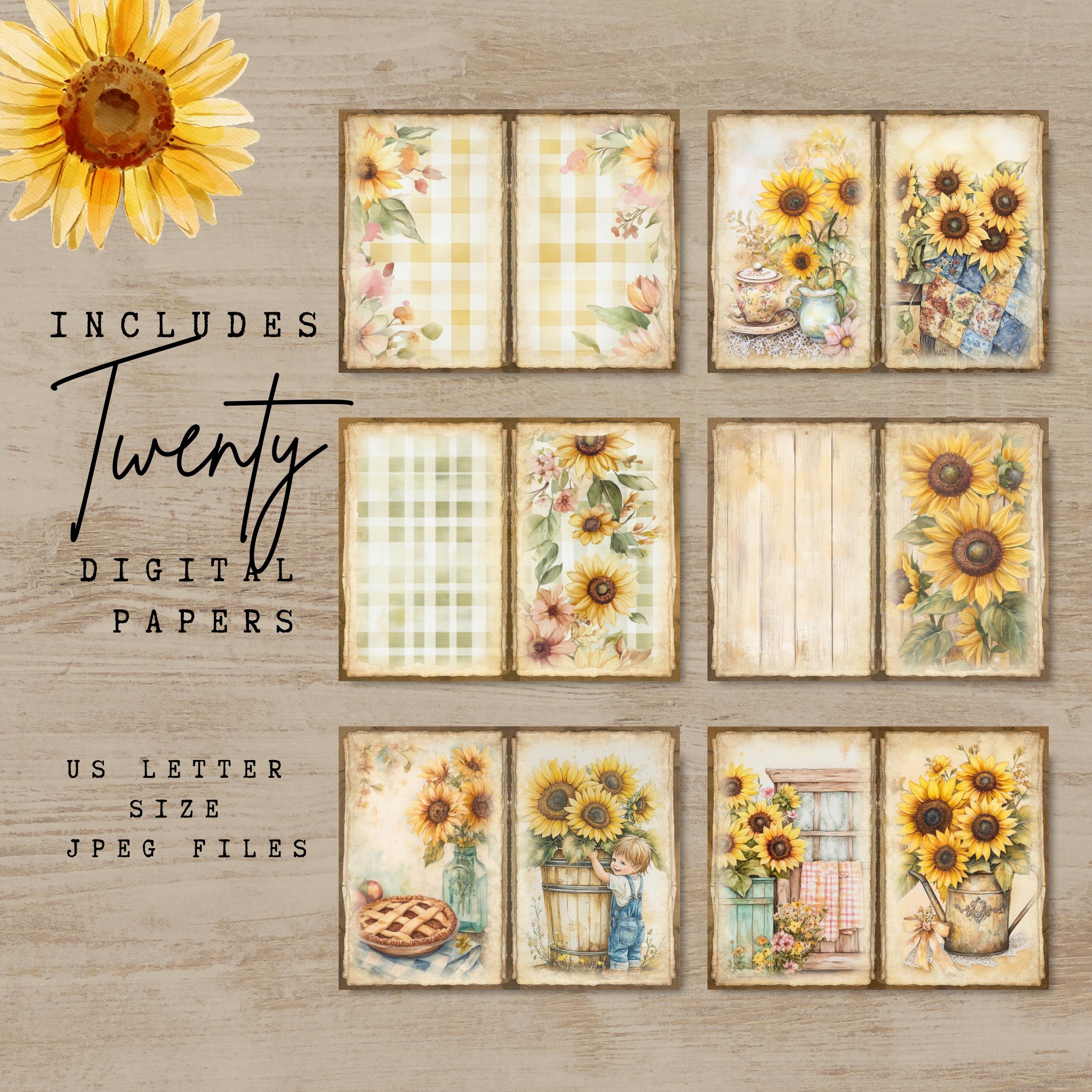 Sunflower Junk Journal Pages Vintage Cottagecore Printable Kit ...
