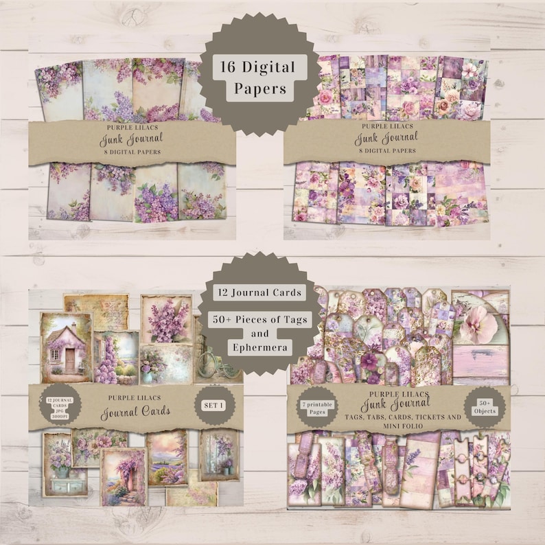 Purple Lilac Junk Journal Mega Kit, Rustic Lilac Vintage Ephemera ...