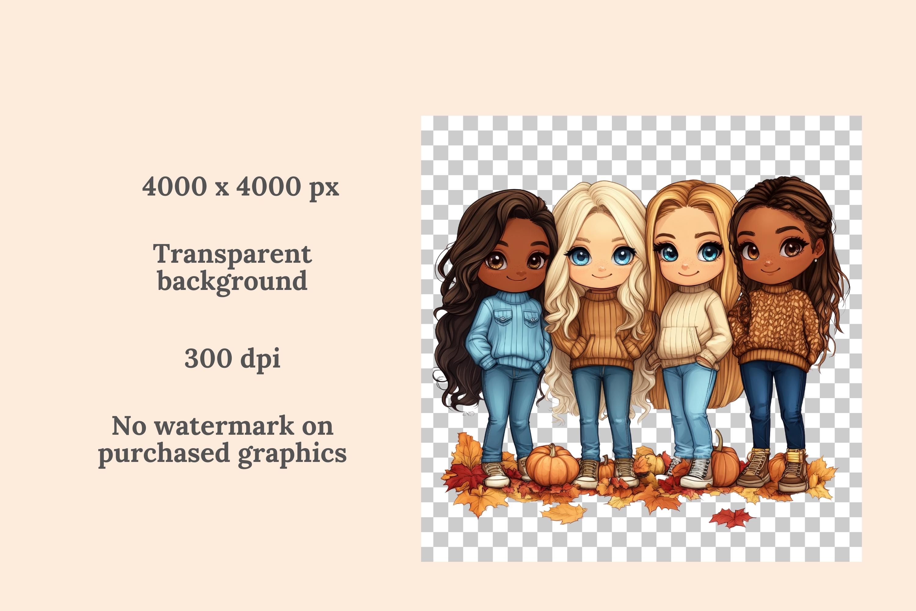 Chibi Girl | Fall Clipart | Best Friends | Winter Girl Clipart | Autumn ...