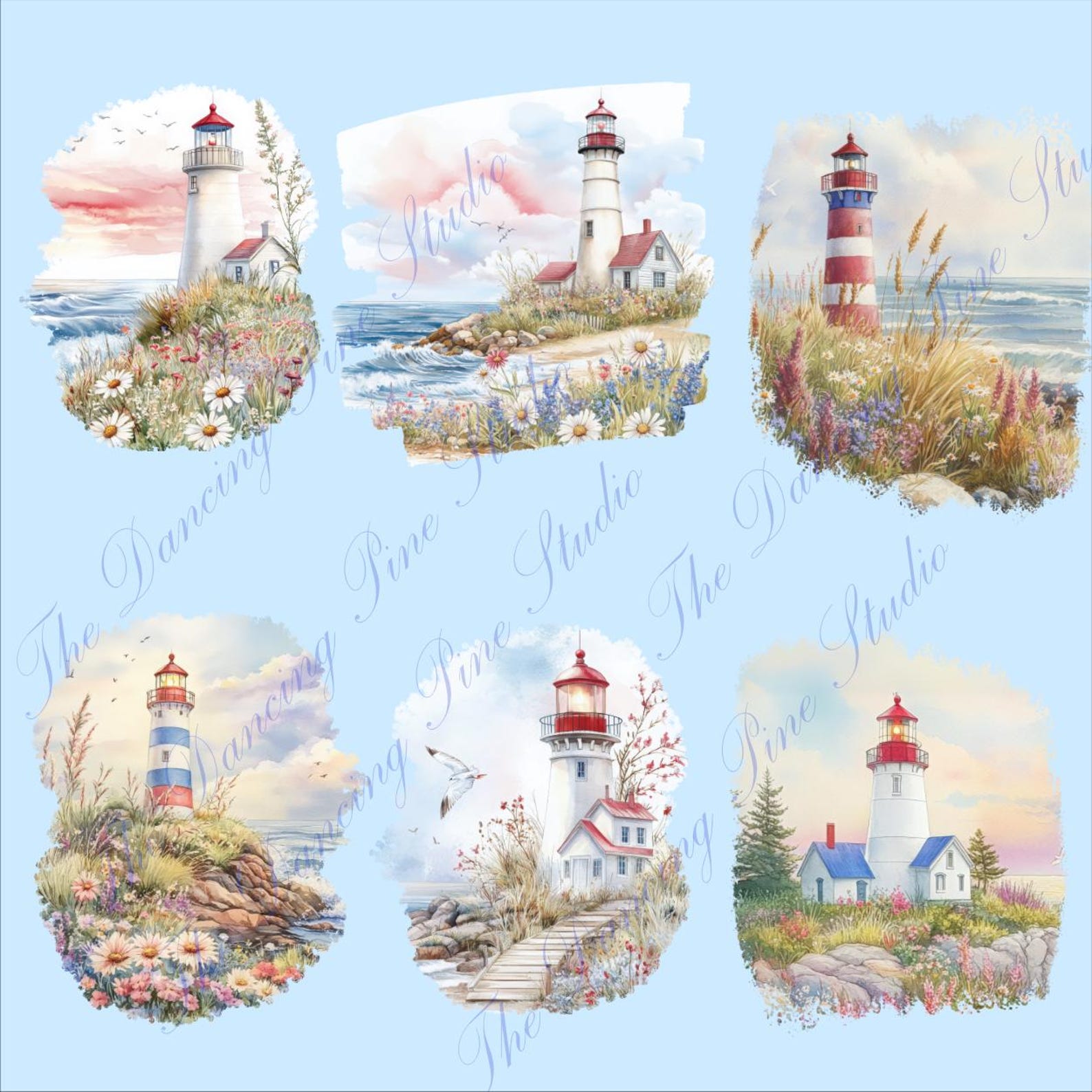 Lighthouse Png, Watercolor Lighthouse Clipart, Scenic Ocean View ...