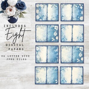 Blue Junk Journal Pages Set 2 | Serenity in Blue Printable Papers ...