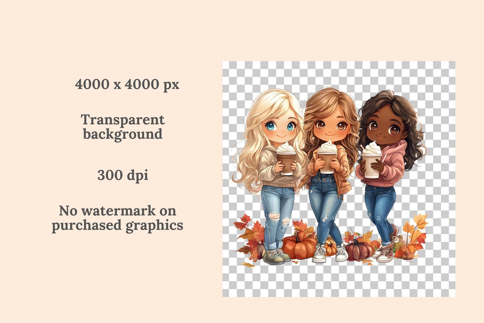 Chibi Girl | Fall Clipart | Best Friends | Winter Girl Clipart | Autumn ...