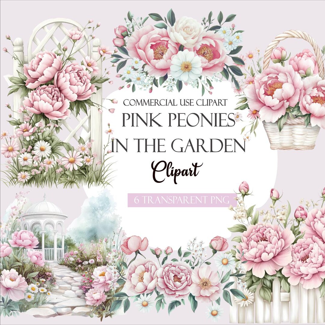 Pink Flowers Clipart, Garden Flowers, Spring Floral Bouquet, Garden ...