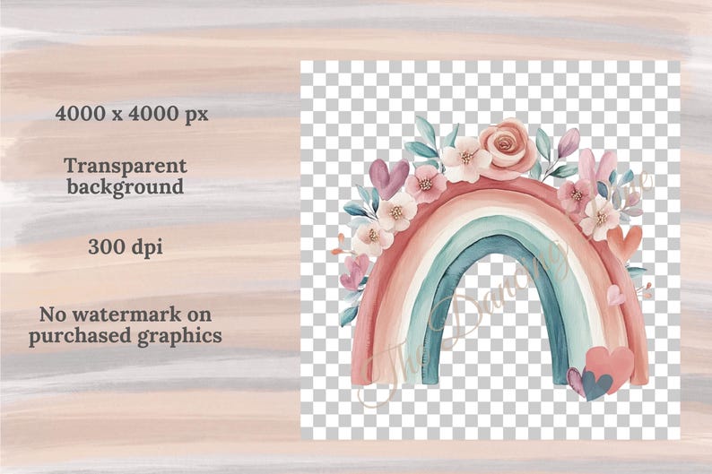 Boho Watercolor Rainbows and Flowers | Boho Rainbow Floral Clipart Set ...