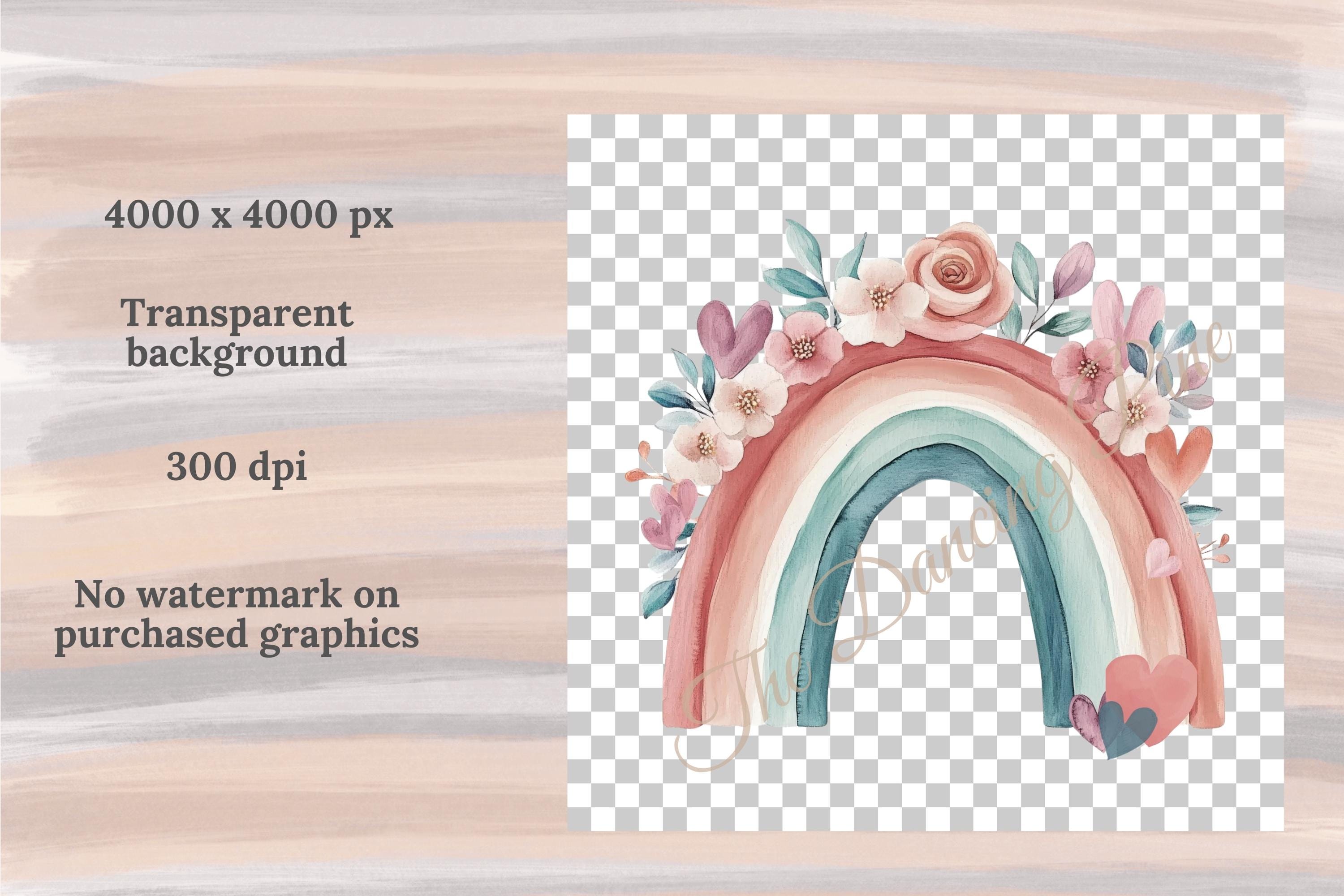 Boho Watercolor Rainbows and Flowers | Boho Rainbow Floral Clipart Set ...