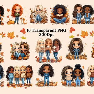 Chibi Girl | Fall Clipart | Best Friends | Winter Girl Clipart | Autumn ...