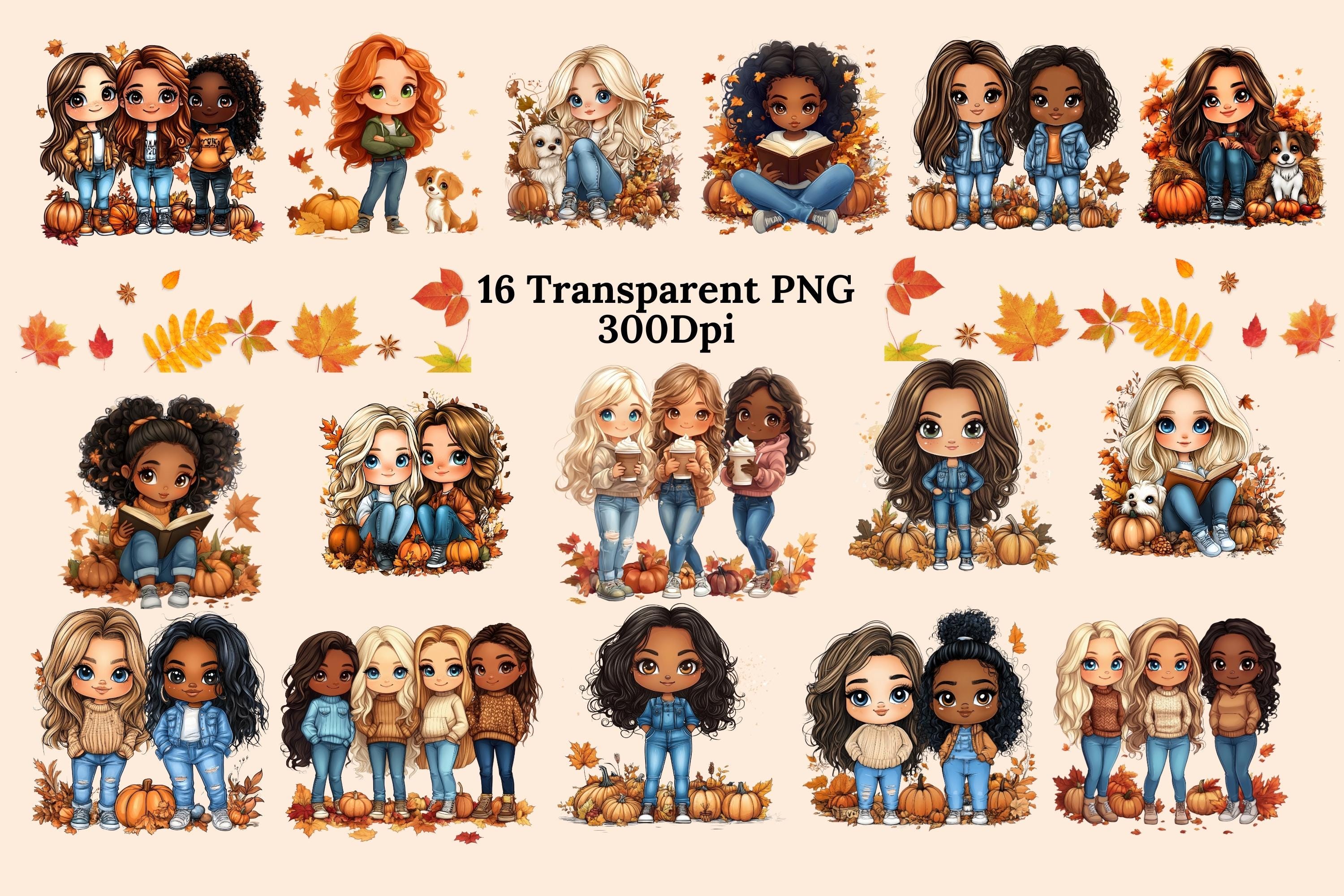 Chibi Girl | Fall Clipart | Best Friends | Winter Girl Clipart | Autumn ...