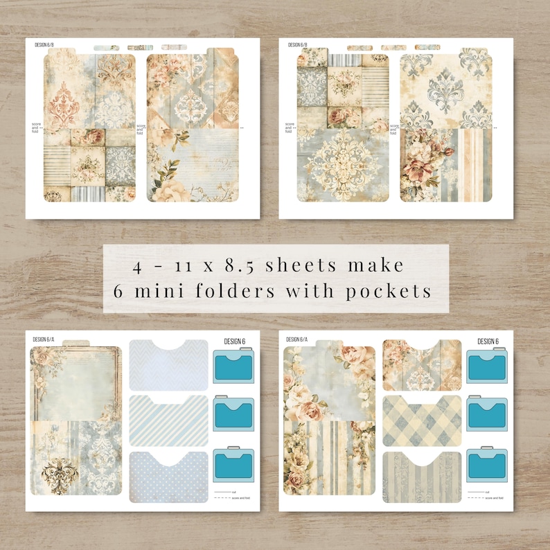 Shabby Chic Mini Folder Pockets: Junk Journal Ephemera (digital ...