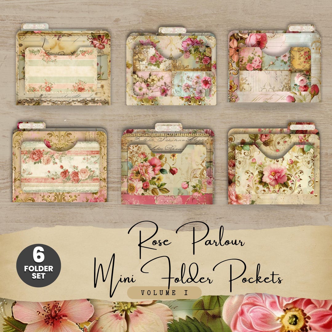 Rose Parlour Mini Folder Pockets: Printable Junk Journal Ephemera ...