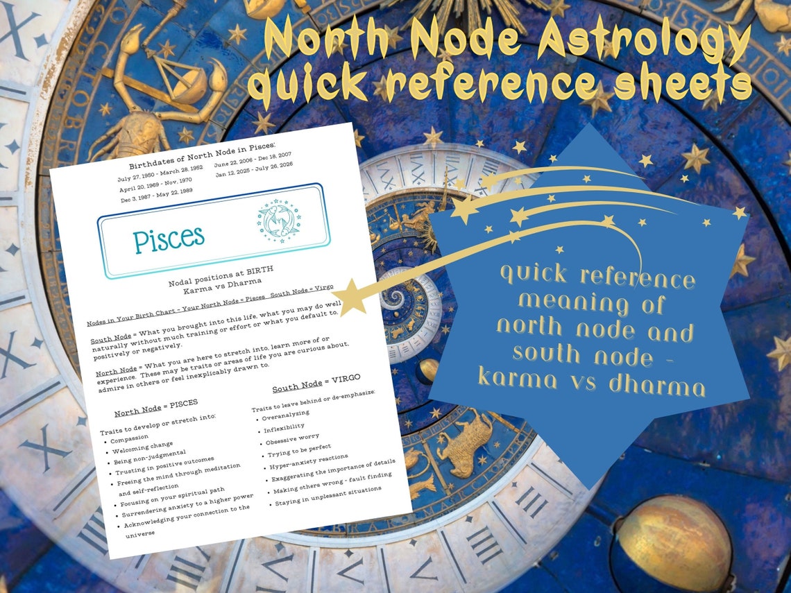 12 North South Node Astrology Reference Sheets | Teaching Astrology ...