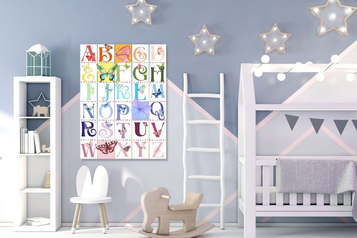 Butterfly Alphabet Poster Butterfly Wall Art Kids Playroom - Etsy