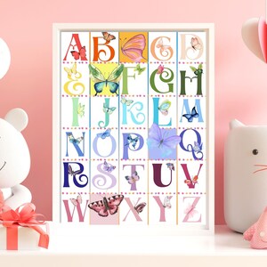 Butterfly Alphabet Poster | Butterfly Wall Art | Kids Playroom Art ...