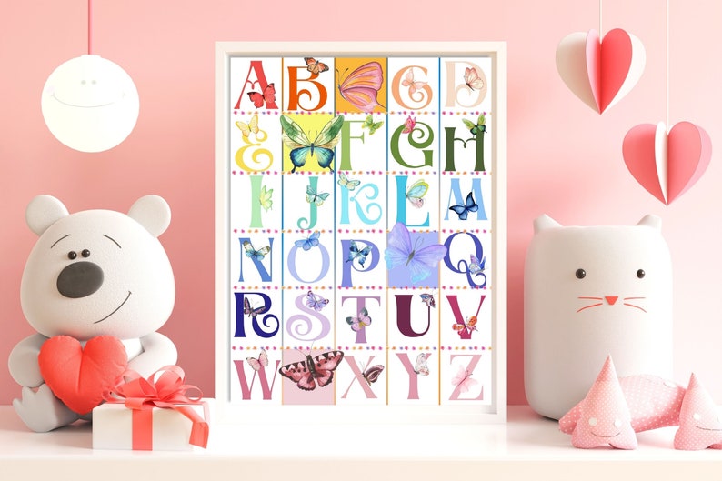 Butterfly Alphabet Poster Butterfly Wall Art Kids Playroom - Etsy