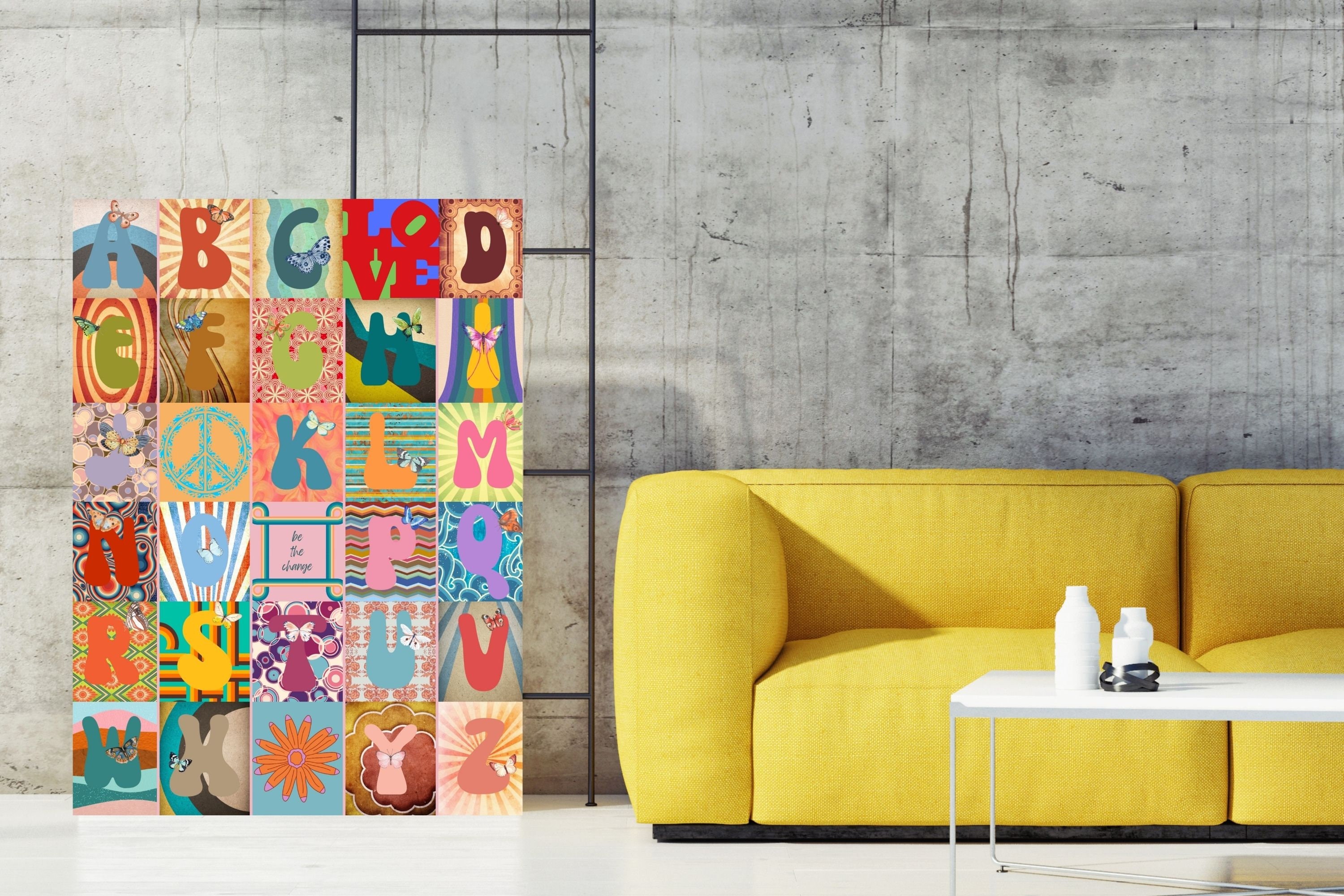 Hippie Boho Butterfly Alphabet Poster Butterfly Wall Art KIDS Playroom ...