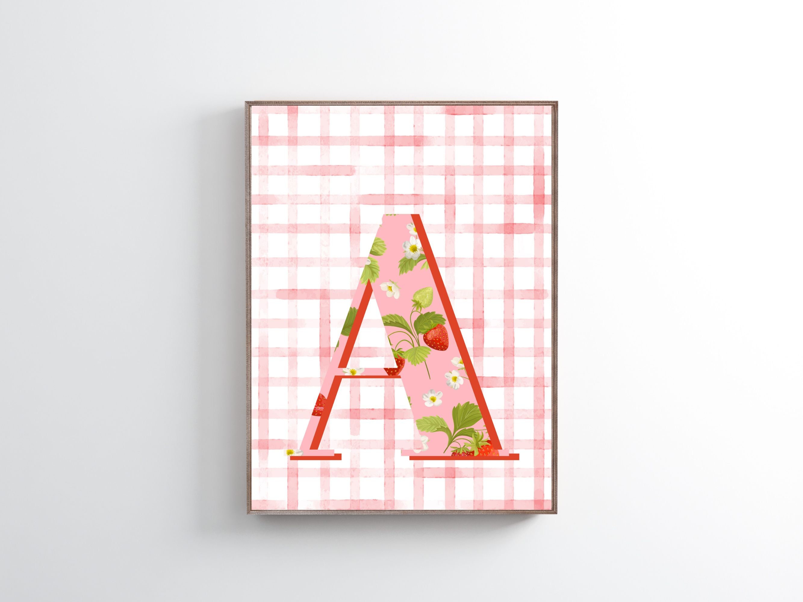 Strawberry Initial Letter 'A' Printable Nursery Wall Art Kids First ...