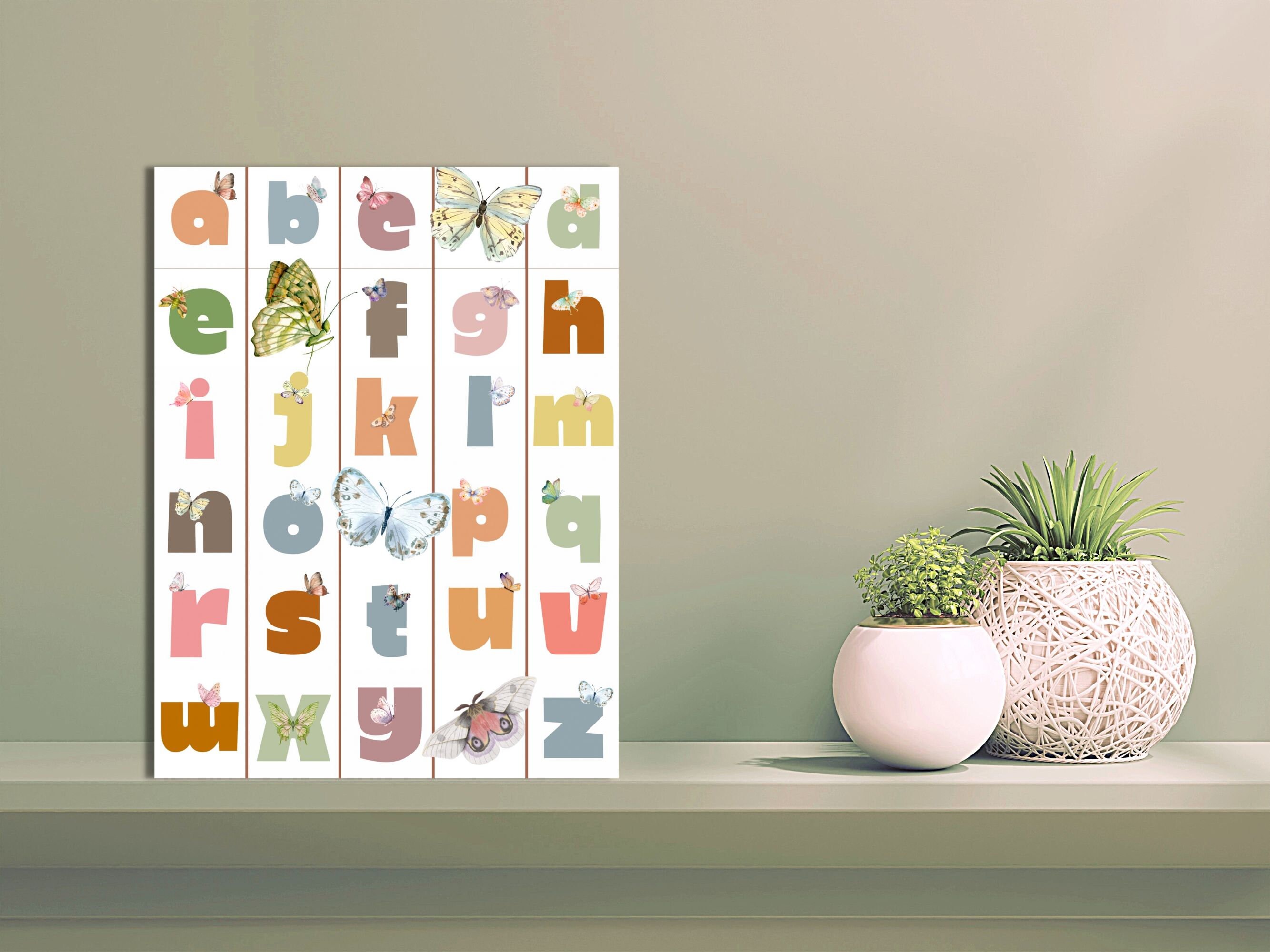 Boho Butterfly Alphabet Poster Butterfly Wall Art KIDS Playroom Art ...