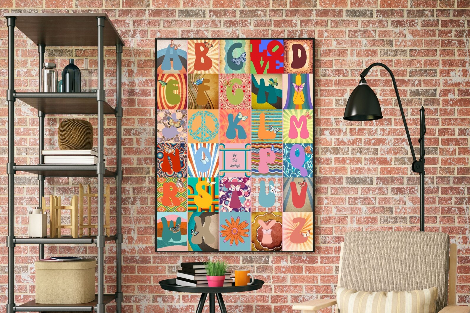 Hippie Boho Butterfly Alphabet Poster Butterfly Wall Art KIDS Playroom ...