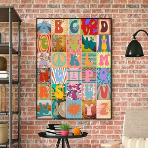 Hippie Boho Butterfly Alphabet Poster Butterfly Wall Art KIDS Playroom ...