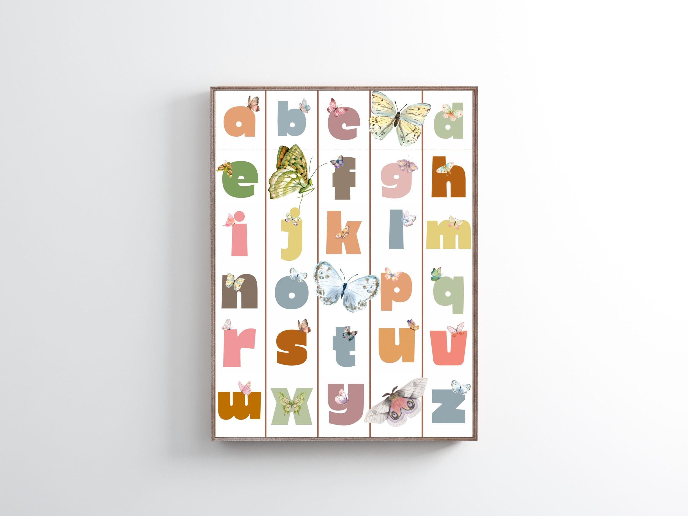 Boho Butterfly Alphabet Poster Butterfly Wall Art KIDS Playroom Art ...