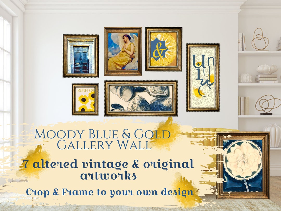 Printable Moody Blue Gallery Wall Art Neo Baroque Wall Decor Collection ...