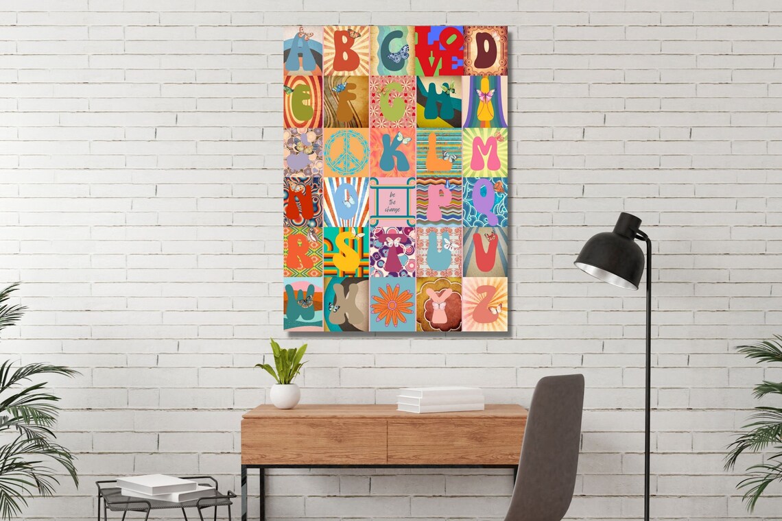 Hippie Boho Butterfly Alphabet Poster Butterfly Wall Art KIDS Playroom ...