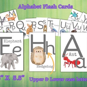 Printable Animal Alphabet Flash Cards BONUS Numerals 1 - 9 Adorable ...