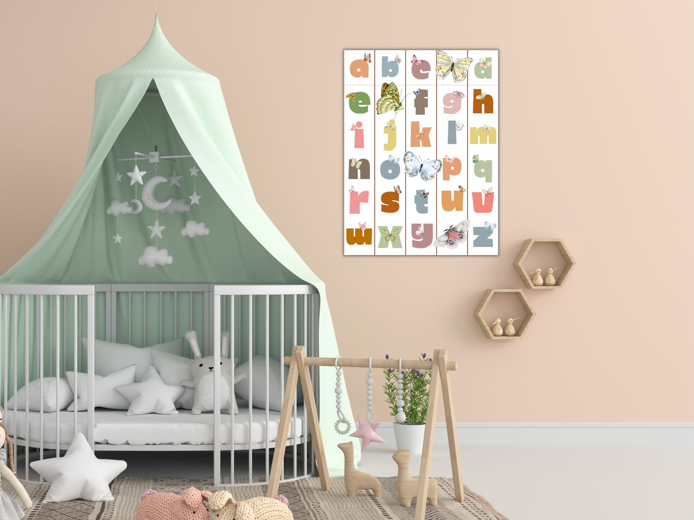 Boho Butterfly Alphabet Poster Butterfly Wall Art KIDS Playroom Art ...