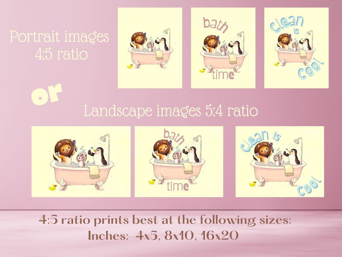 Playful Bath Time Wall Art Printable Nursery Wall Art Kids Bath Room ...