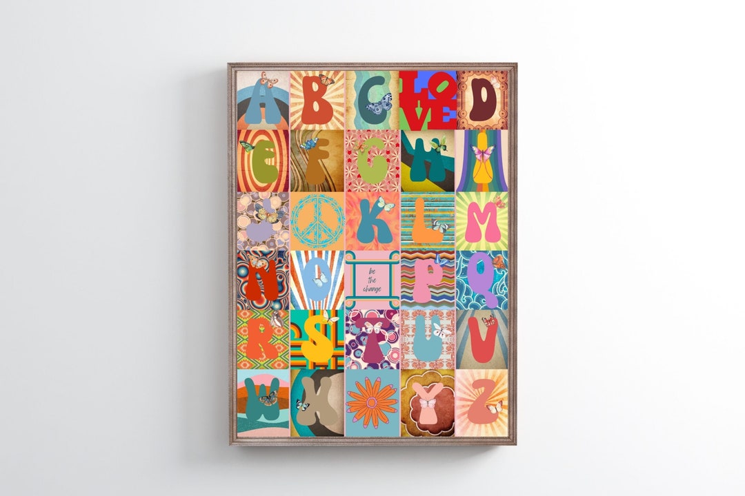 Hippie Boho Butterfly Alphabet Poster Butterfly Wall Art KIDS Playroom ...