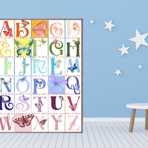 Butterfly Alphabet Poster | Butterfly Wall Art | Kids Playroom Art ...