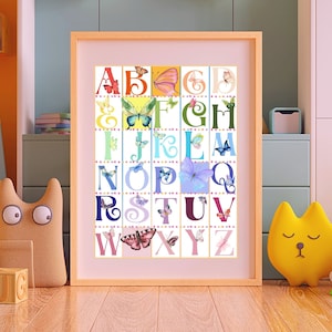 Butterfly Alphabet Poster | Butterfly Wall Art | Kids Playroom Art ...
