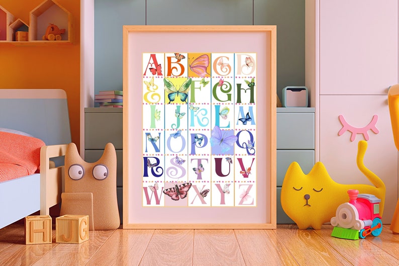 Butterfly Alphabet Poster | Butterfly Wall Art | Kids Playroom Art ...