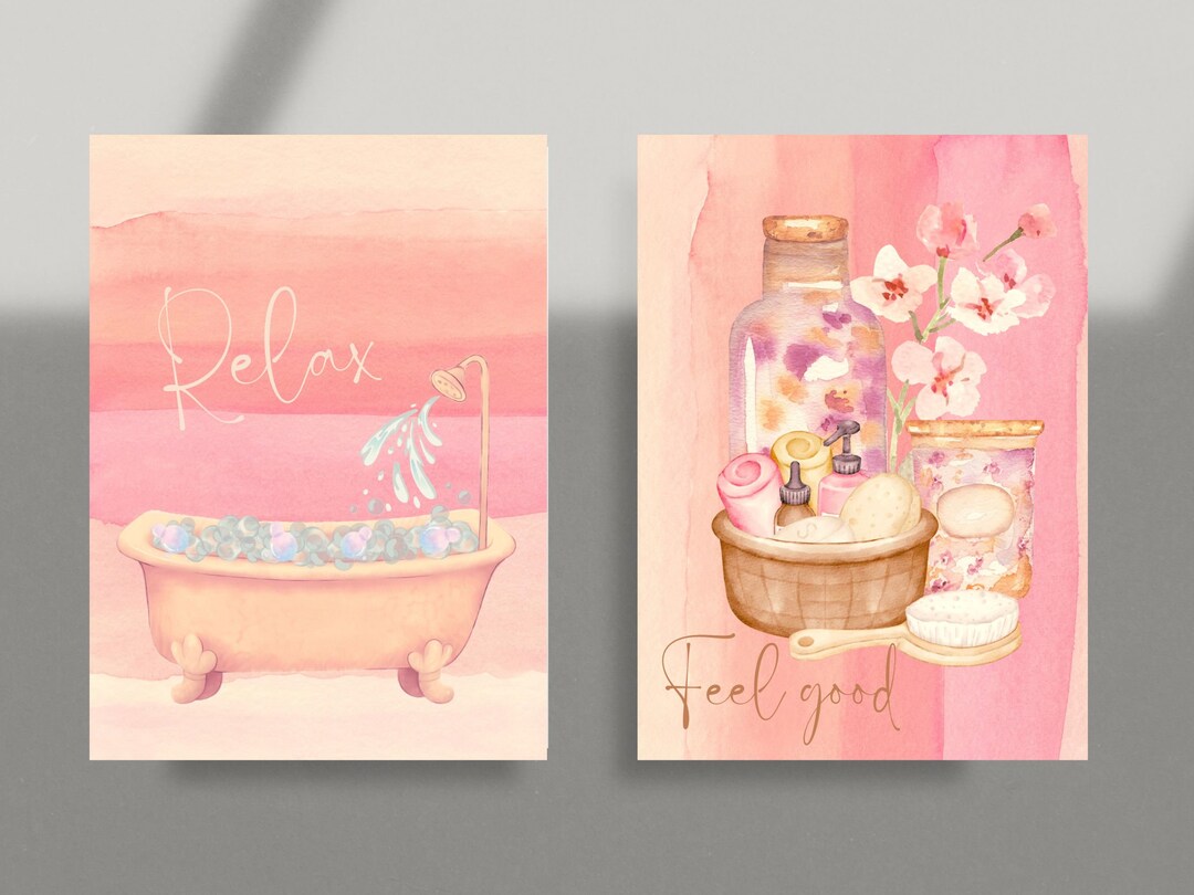 Relax Feel Good Bathroom Wall Art Printable Self Care Wall Art ...